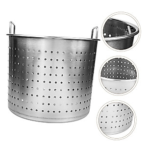 DOITOOL Crawfish Leaky Pot Crawfish Seafood Pot Seafood Boil Pot Stainless Steel Crawfish Pot Crawfish Crab Steamer Pot Strainer Basket Stock Pot Insert for Outdoor Cooking Accessories Silver
