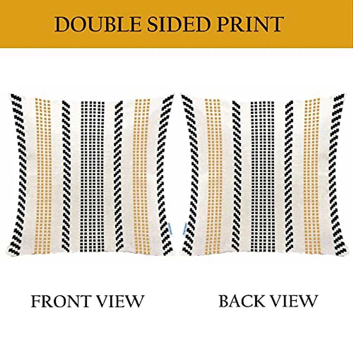 Neutral Beige Aesthetic Farmhouse Throw Pillow Covers Classic Striped Decorative Outdoor Waterproof Pillows Case,18x18 Inch Square Cushion Cover for Garden Patio Furniture Couch Tent Park Set of 2