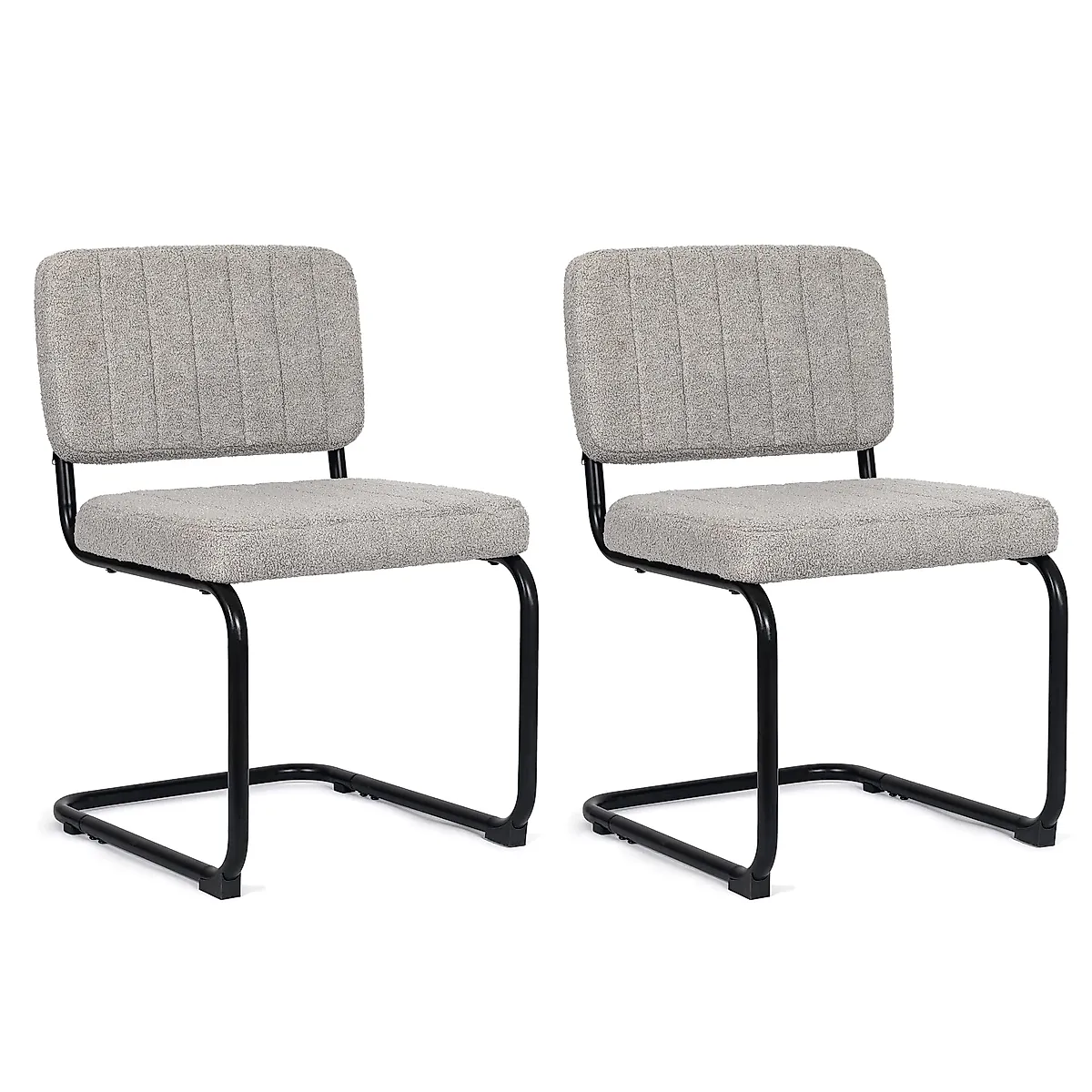 Adeco Velvet Dining Set of 2, Comfy Back & Chrome Metal Base, Modern Upholstered Armless Chairs Seat for Bedroom Living Room Side Table, Grey