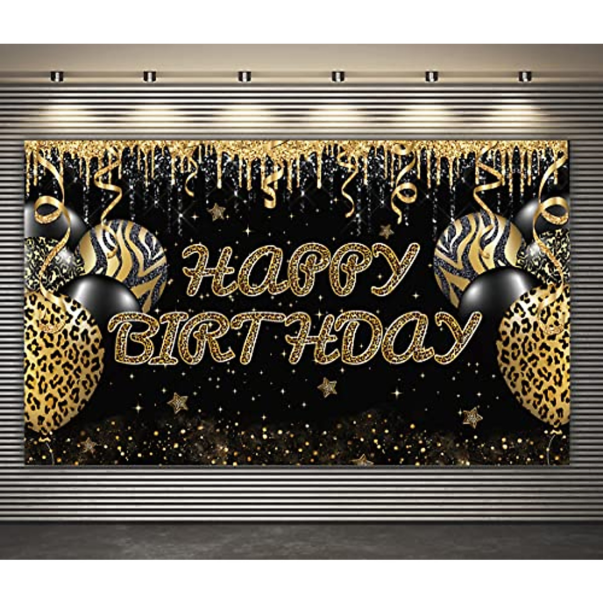Large Gold Leopard Happy Birthday Backdrop Huge Leopard Happy Birthday Banner Cheetah Birthday Party Decoration Gold Leopard Birthday Photography Background Adults Women Birthday Backdrop (6 X 3.6 FT)