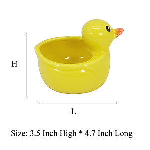 Gemseek Cute Duck Succulent Planter Pot with Drainage Tray, Yellow Ceramic Cactus/Flower Container, Animal Bonsai Holder for Indoor Plants