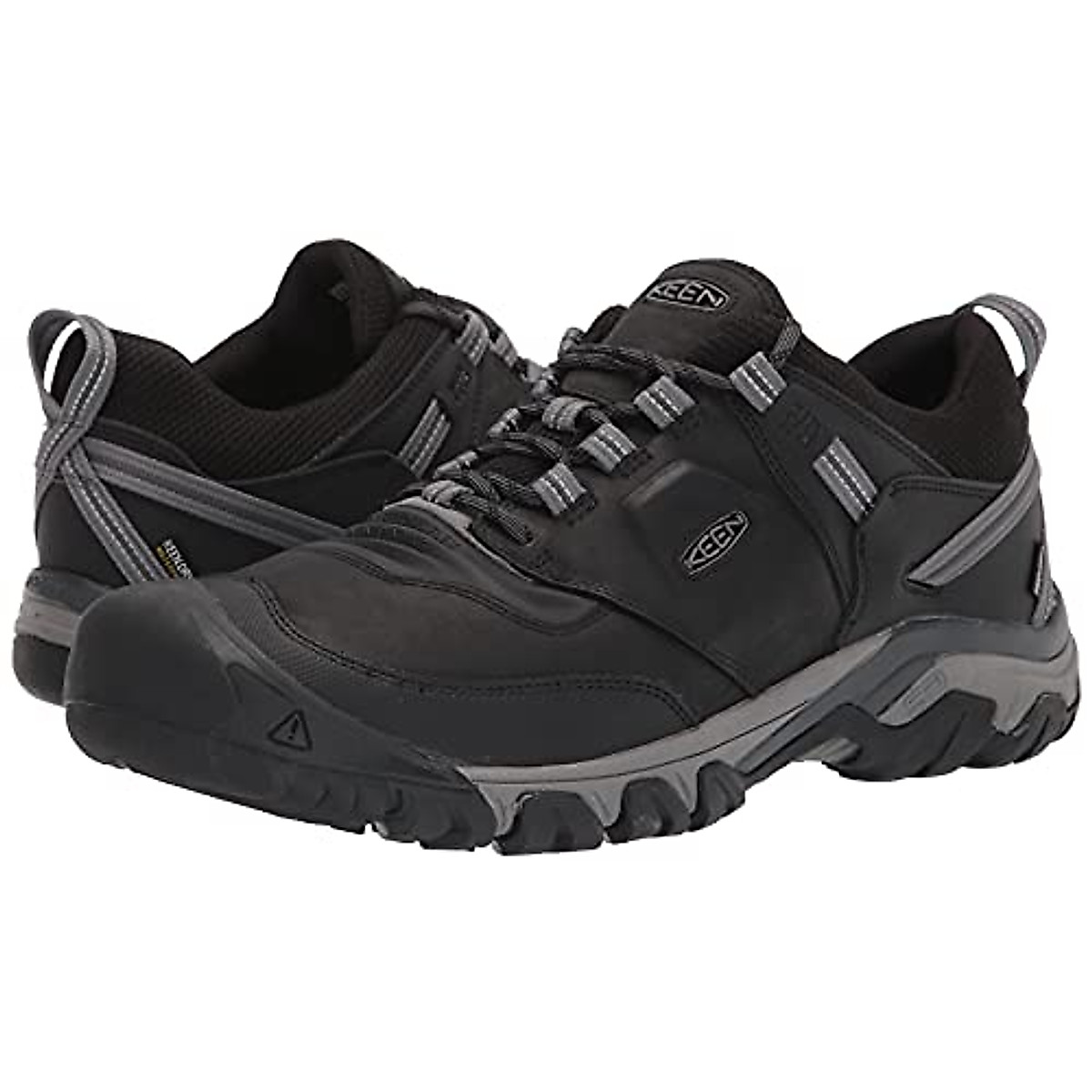 KEEN Men's Ridge Flex Low Height Waterproof Hiking Boots, Black/Magnet, 12
