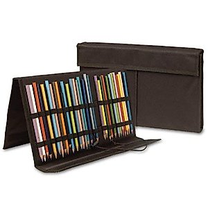 SoHo Urban Artist 72 Slot Pencil Case for Colored Pencil, Markers, Pen, Brushes Durable Nylon Organizer Opens to Easel Stand - Black
