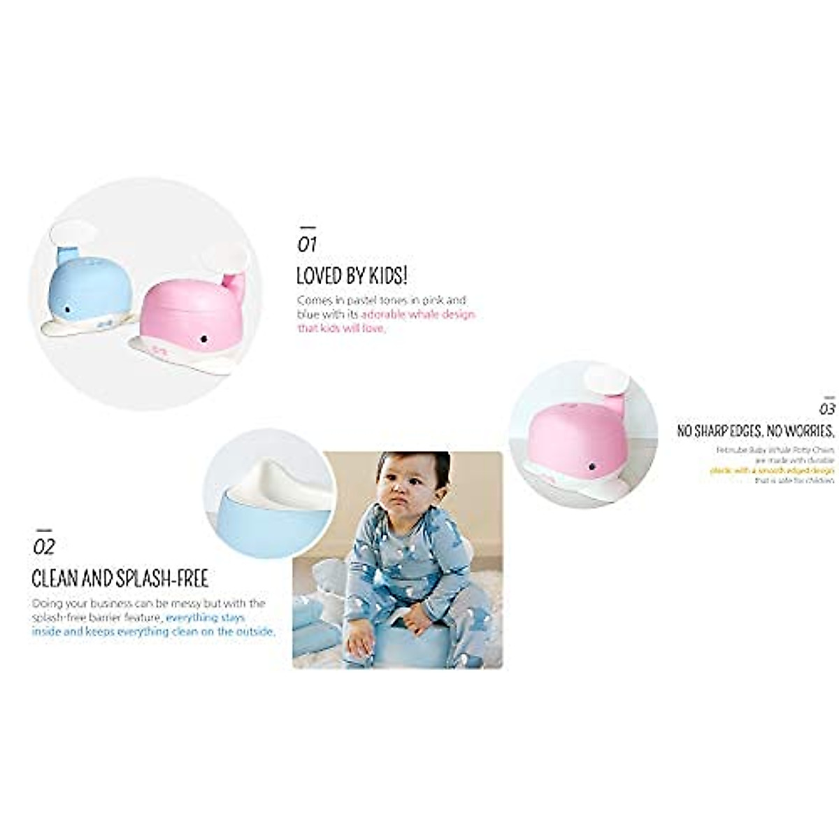 Petinube Whale Potty Training Toilet for Infant and Toddler, Anti-Splash, Easy Clean (Blue)