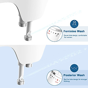 Yohip Ultra-Slim Bidet Attachment For Toilet, Non-electric Dual Nozzle (Feminine And Posterior Wash) Bidet Attachment, Adjustable Fresh Water Pressure White Bidet Toilet Seat Attachment