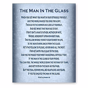 The Man in the Glass Poem by Peter Dale Wimbrow Sr Inspirational Home Decor Office Dad Grad Gift 8x10 Print (Blue)