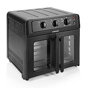 Chefman Extra Large Air Fryer and Convection Oven with French Doors and Rotisserie Spit, The Easiest Way to Cook Oil-Free, Double Wide Glass Windows Open for Convenient Access and Viewing, 24.5 Liters