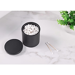 Joitsvia Cotton Swab Holder, Qtip Holder Dispenser with Lid, Resin Bathroom Containers,Vanity Storage Jars Organizer for Cotton Ball, Floss, Bath Salts, Bathroom Accessories, Matte Black