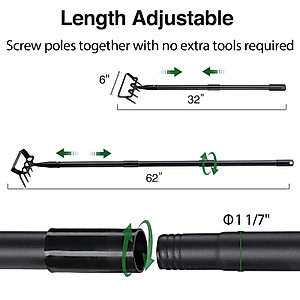 Stirrup Hoe and Cultivator Garden Tool Heavy Duty, Scuffle Loop Hula Action Hoe Weeding Gardening Hand Tools for Women Kids Men, Metal Weeder Scraper Garden Hoe Rake Weed Puller Long Handle 32-62 inch