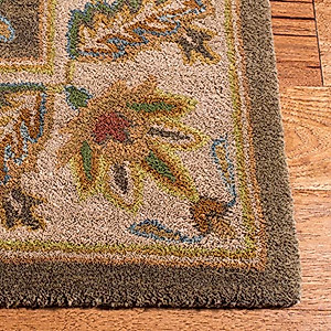 SAFAVIEH Heritage Collection Area Rug - 7'6" x 9'6", Green & Beige, Handmade Traditional Oriental Wool, Ideal for High Traffic Areas in Living Room, Bedroom (HG964A)