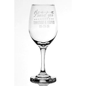 Engagement Engaged Wine Glass Gift Set - He Proposed She Said Yes
