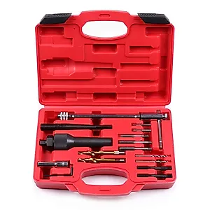 OCPTY Glow Plug disassemble disassembler 16PC Tool Kit with Ratchet-Bar Drill Holding Adaptor fit for Damaged Broken 8mm 10mm Glow Plugs
