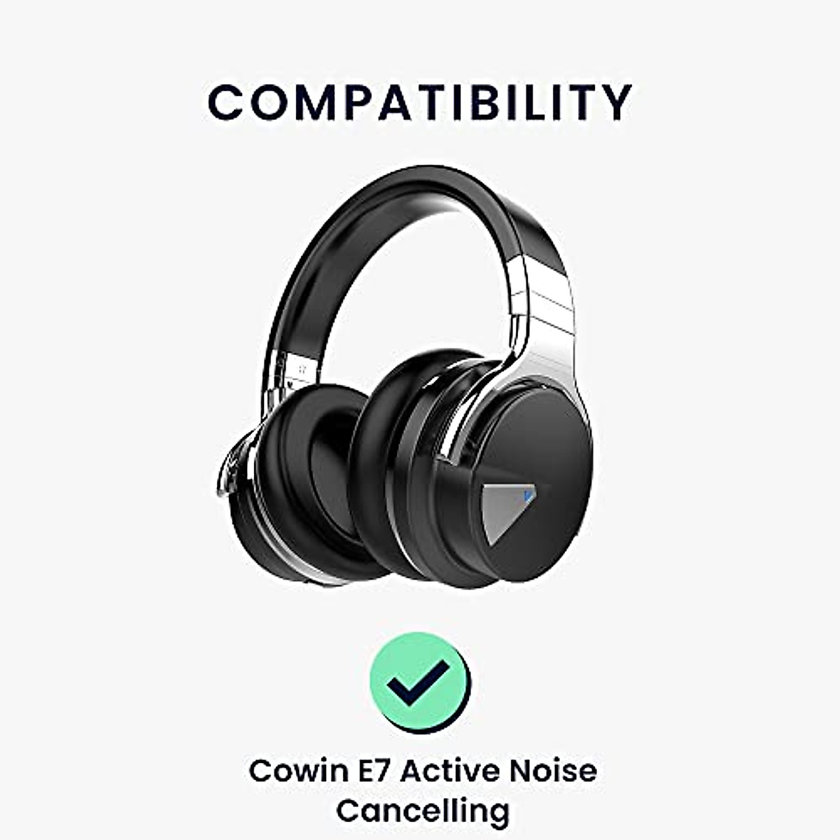 kwmobile Ear Pads Compatible with Cowin E7 Active Noise Cancelling Earpads - 2X Replacement for Headphones - Black