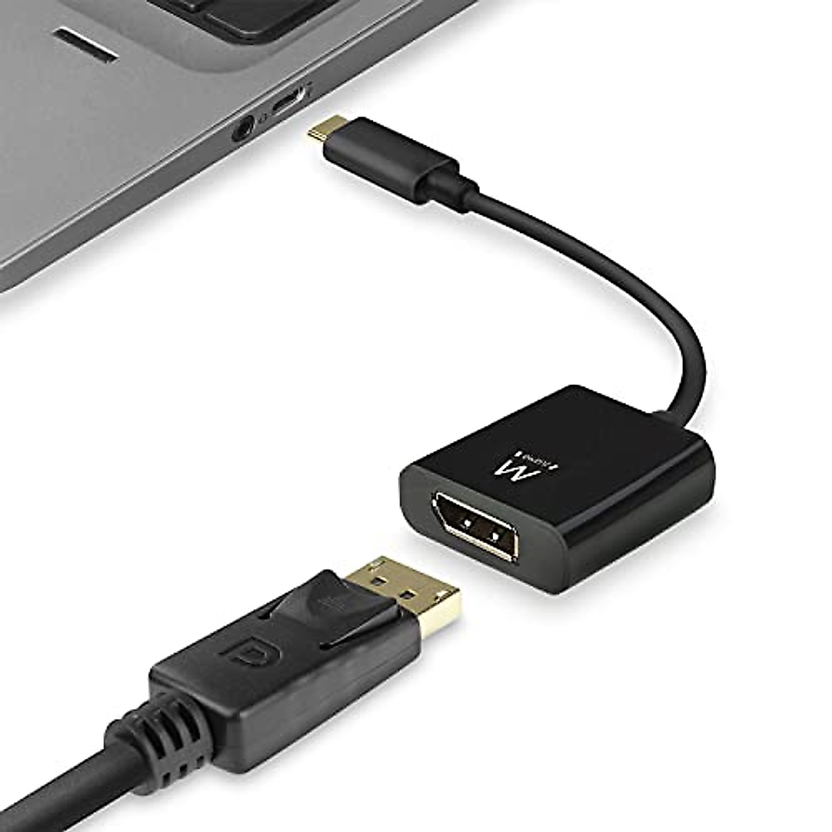 Ewent EW9825 USB-C to Displayport Cable, USB-C Displayport Cable Length 0,15m, 4K @ 60Hz USB-C Converter, Connect Additional Monitor to Laptop