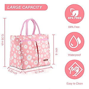 KEXGX Lunch Bag for Women, Insulated Lunch Bag Lunch Box for adults Lunch Box for Women Reusable Thermal Cooler Lunch Box for Work School Picnic Outdoor (Pink)