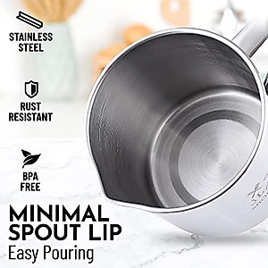 Zulay Kitchen Bacon Grease Container With Strainer - 1L Stainless Steel Cooking Oil Container With Lid & Handle - Large Ghee Container or Bacon Fat Container Perfect For Storing Fats & Frying Oils