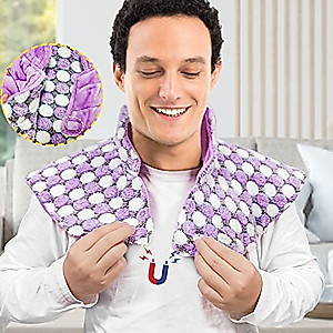 Full Weighted Heating Pad for Neck and Shoulders, Pasonio Large Electric Heated Wrap for Cramps and Pain Relief - 2.4lb Hot Heat Pad with Moist & Dry Heat Therapy Options, Washable- (18"x22") - PYQ02