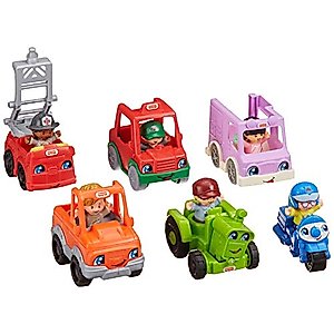 Fisher-Price Little People Friendly Neighborhood Vehicle Gift Set, Toddlers Explore Different Roles People Play in Their Neighborhood with This Set Featuring 6 Roll-Along Vehicles and Figures