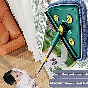 Mops for Floor Cleaning, Extendable Microfiber Triangle Mops for Floor Cleaning with 6 Mop Pads Washable Microfiber,59 Inch Wall Cleaner Mop With Long Handle for Hardwood,Tile,Marble Floor