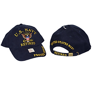 MWS U.S Navy Retired Proudly Served Navy Blue Embroidered Cap Hat