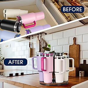 Water Bottle Organizer for Stanley 20 30 40oz Tumbler with Handle, Rotating Stanley Cup Organizer Holder, Bottle Kitchen Cabinet Organizer and Storage for Stanley Simple Modern Owala Yeti, Wine Rack