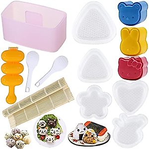 Gpurplebud Onigiri Mold Set 13pcs - Spam Musubi Maker Press Rice Ball Mold Sushi Rolling Mat Rice Mold Musubi Maker Sushi Making Kit for Kids Lunch Bento and Home DIY