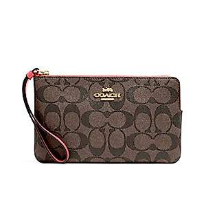 COACH Women'sLarge Corner Zip Wristlet In Signature Canvas 6648