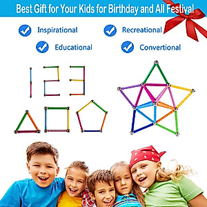 Veatree 206 Pieces Magnetic Building Sticks Blocks Toys, Magnet Educational Toys STEM Toys for Kids and Adult, 3D Non-Toxic Building Toy with Storage Bag