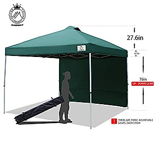 ISAGAPOY Pop up 10x10 Canopy Tent Compact Canopy, Portable Shade Instant Folding Better Air Circulation Canopy with Wheeled Bag x1 Sidewall x1 Canopy Sandbags x4 Tent Stakes x4