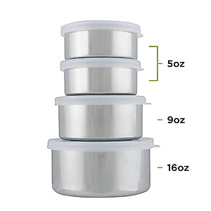 U Konserve Stainless Steel Food-Storage Set With Clear Airtight Lids, Dishwasher Safe, Bento Box Lunch Containers BPA Free (Set of 4)