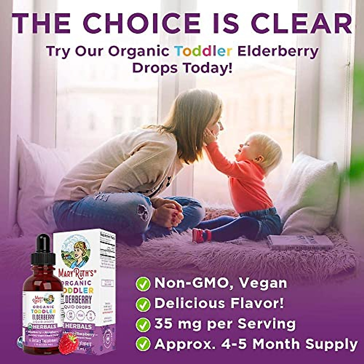 Toddler Liquid Ionic Zinc & Elderberry Syrup USDA Organic Liquid Drops for Toddlers Bundle by MaryRuth’s | Immune Support | Cellular Health | Overall Health for Toddlers.