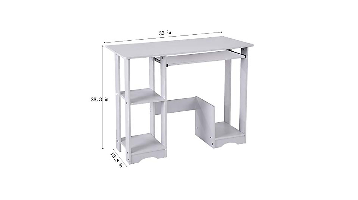 Stylish White Computer Desk with Storage — Buy Now