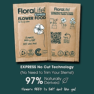 FloraLife Fresh-Cut Flower Food - Sachet Multi-Nutrient & Hydration Solution - 25 Packets