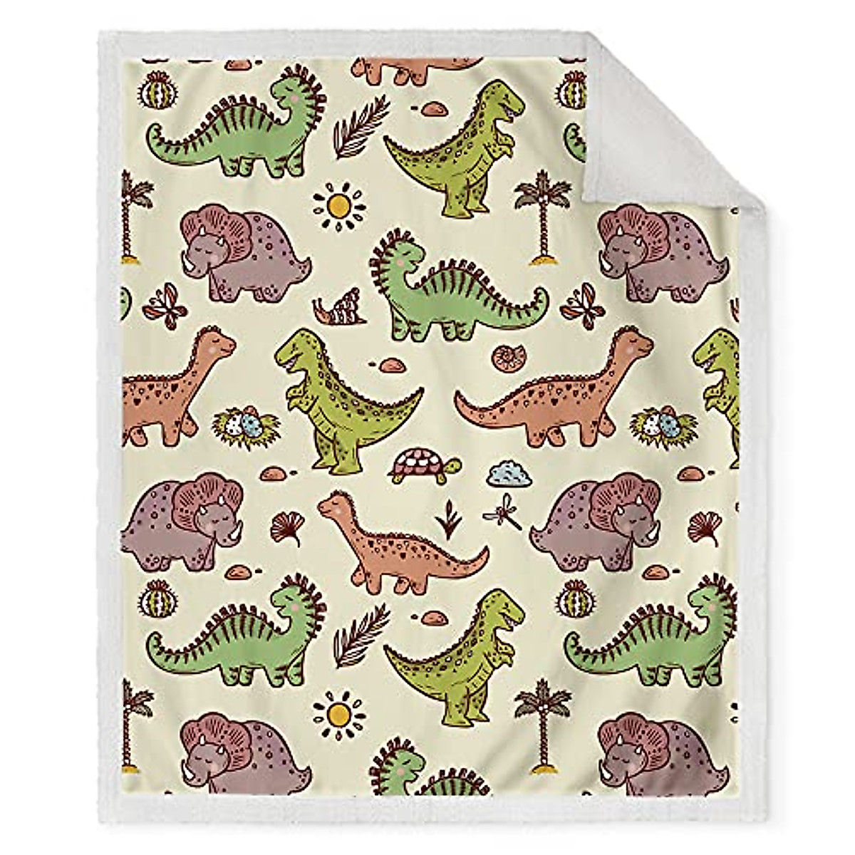 Jekeno Dinosaurs Throw Sherpa Blanket Cartoon Soft Ligtweight Durable Cozy Bed Couch Blanket for Sofa Chair Bed Office Kids Adults Gift 50"x60"