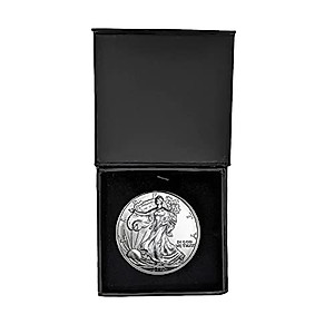 2005 - U.S. Silver Eagle in Plastic Air Tite in Magnet Close Black Gift Box - Gem Brilliant Uncirculated Dollar Uncirculated US Mint