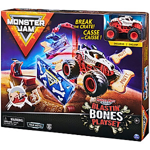 Monster Jam, Blastin’ Bones Playset with Exclusive Monster Mutt Dalmatian, Monster Truck Kids Toys for Boys Aged 3 and Up