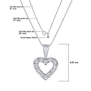 La Joya Small 1/8 CT. TW. Lab Made Sterling Silver Diamond Heart Pendant | Dainty Women's Diamond Necklace | Ideal Gift for Wife or Friend