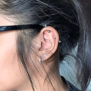 MODRSA Gold Cartilage Earrings for Women 16 Gauge Forward Helix Earrings Tragus Earrings Studs Surgical Steel Cartilage Hoop Earring 20 Gauge Helix Hoop Cartilage Jewelry Rose Gold