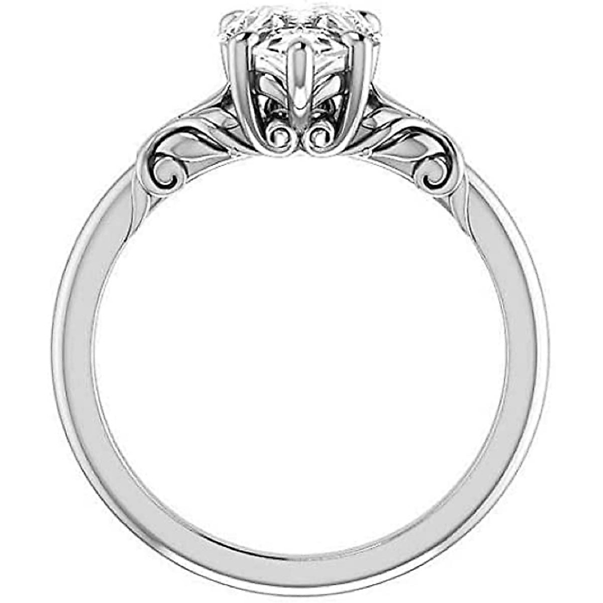 Moissanite World 1 CT Pear Colorless Moissanite Engagement Ring for Women/Her, Wedding Bridal Ring Set, Eternity Sterling Silver Solid Gold Diamond Solitaire 5-Prong Set for Her (9)