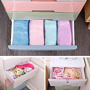 Plastic Drawers Storage Cart Mobile Cabinet with Casters, 5 Drawer Stackable Vertical Storage Tower Tall Chest Closet, Large Containers Organizer Unit (12"D x 18"W x 33"H - Multicolor2)