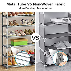 Tribesigns 10 Tiers Shoe Rack Shoe Shelf Large Capacity Shoe Organizer Tall Shoe Storage for Closet Entryway, Space Saving Shoe Tower for Living Room Hallway (Grey)