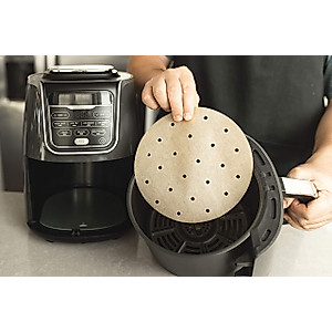 KITCHENATICS Round Unbleached Air Fryer Liners Disposable, Parchment Paper Air Fryer Liner, Oil-Proof, Water-Proof, Paper Liners for Air fryer Basket, Baking, Oven, Microwave, Steamer 8 Inch 150 Pcs
