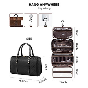 Toiletry travel Bag, Travel Bag with Hanging Hook for women, Makeup Cosmetic Bag, Travel Organizer for Accessories, Full Sized Container, Cosmetic Case for Toiletries Accessories