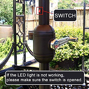 Sunnyglade 9' Solar LED Lighted Patio Umbrella with 8 Ribs/Tilt Adjustment and Crank Lift System (Light Tan)