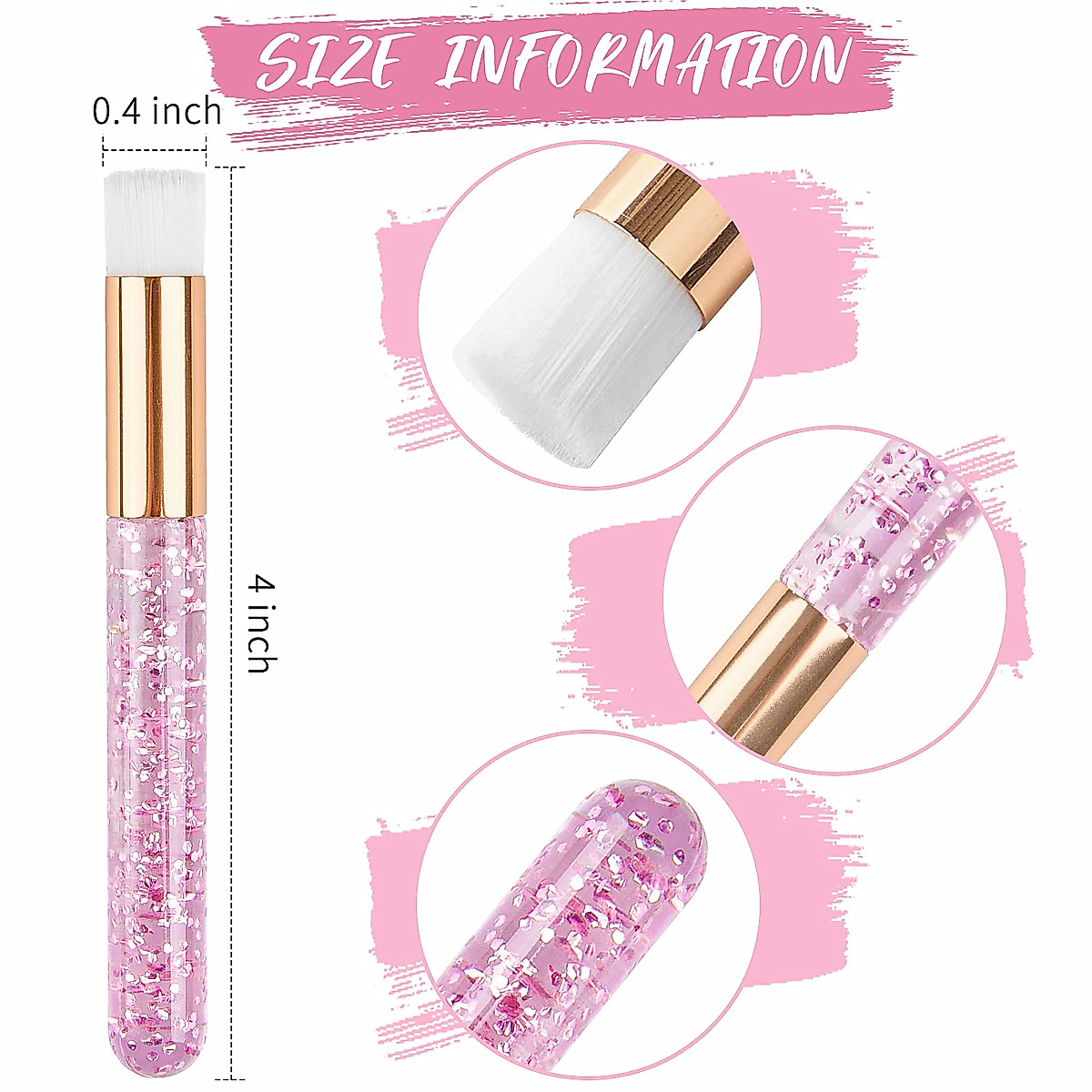 TUZAZO 20 Pieces Pink Lash Shampoo Brushes - Glitter Crystal Eyelash Extension Cleanser Brushes - Nose Pore Deep Cleaning Brush for Blackhead Removing Facial Cleansing (Pink)