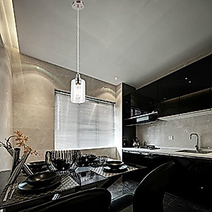 Gruenlich Pendant Lighting Fixture for Kitchen and Dining Room, Hanging Lighting Fixture, E26 Medium Base, Metal Construction with Clear Glass, Bulb not Included, 1-Pack Nickel