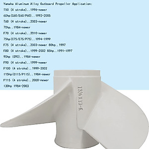 DLNIG 13 5/8x13-K Boat Moto Aluminum Propeller - for Yamaha Outboard Engines 50HP 60HP 70HP 80HP 90HP 100HP 110HP 120HP 130HP Replace 6E5-45949-00-EL,15 Spline Tooth - Aluminum Outboard Propeller