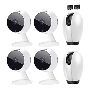 LaView Security Cameras for Home + 2X 32GB SD Cards,PT Home Security Camera System with Motion Detection,Two-Way Audio,Night Vision,Indoor WiFi Camera for Baby/pet,Alexa,USA Cloud Service