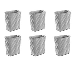 Sterilite 5.8 Gallon Weave Waste Basket Wastebasket, Medium, Cement