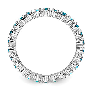 IceCarats 925 Sterling Silver Blue Topaz Stackable Ring Gemstone Band December Birthstone Jewelry Size 8.00